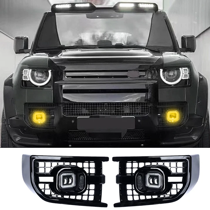 For-LR-Defender-2020-2024-Front-Square-LED-intake-yellow-Fog-Light ...