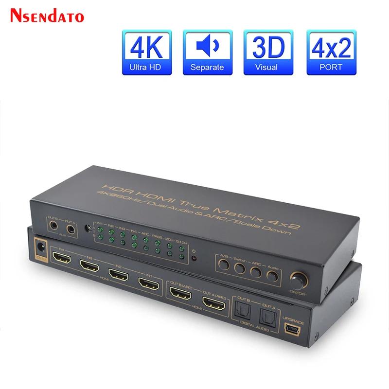 4x2-HDR-HDMI-Matrix-Switch-4K-60Hz-4-In-2-Out-HDMI-Splitter-Switcher ...