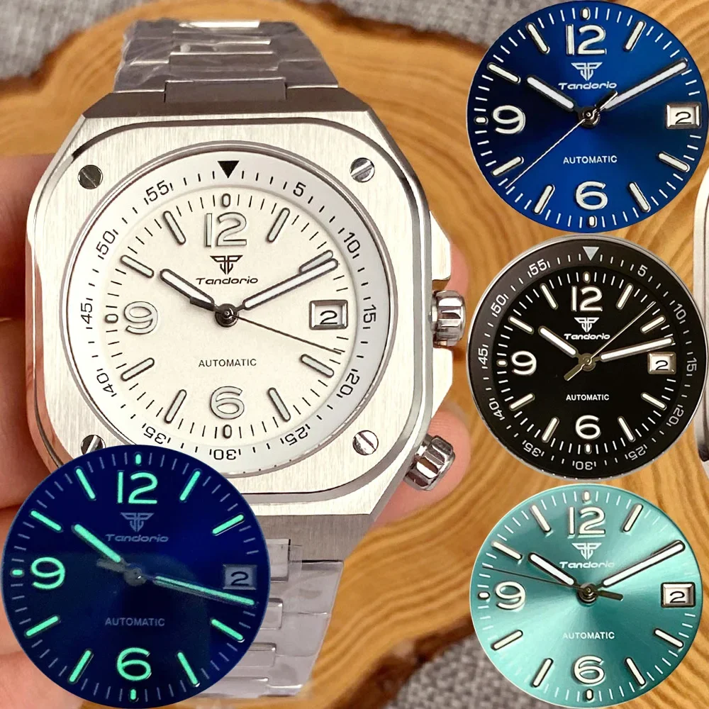 Tandorio Classic 42mm Square Sapphire Glass Watch Vintage Simple White ...