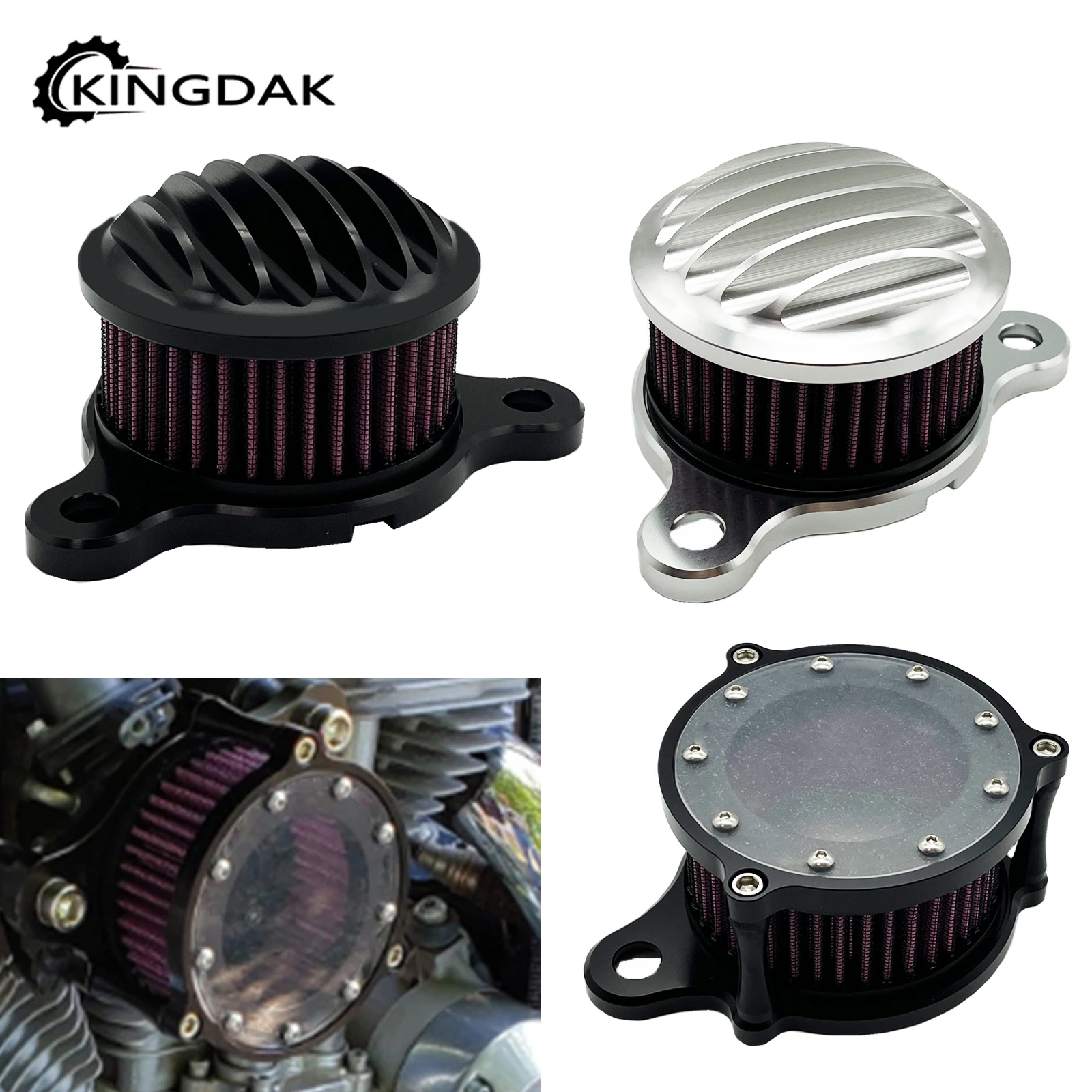Motorcycle-Air-Cleaner-Intake-Filter-Aluminum-Small-Transparent-For ...