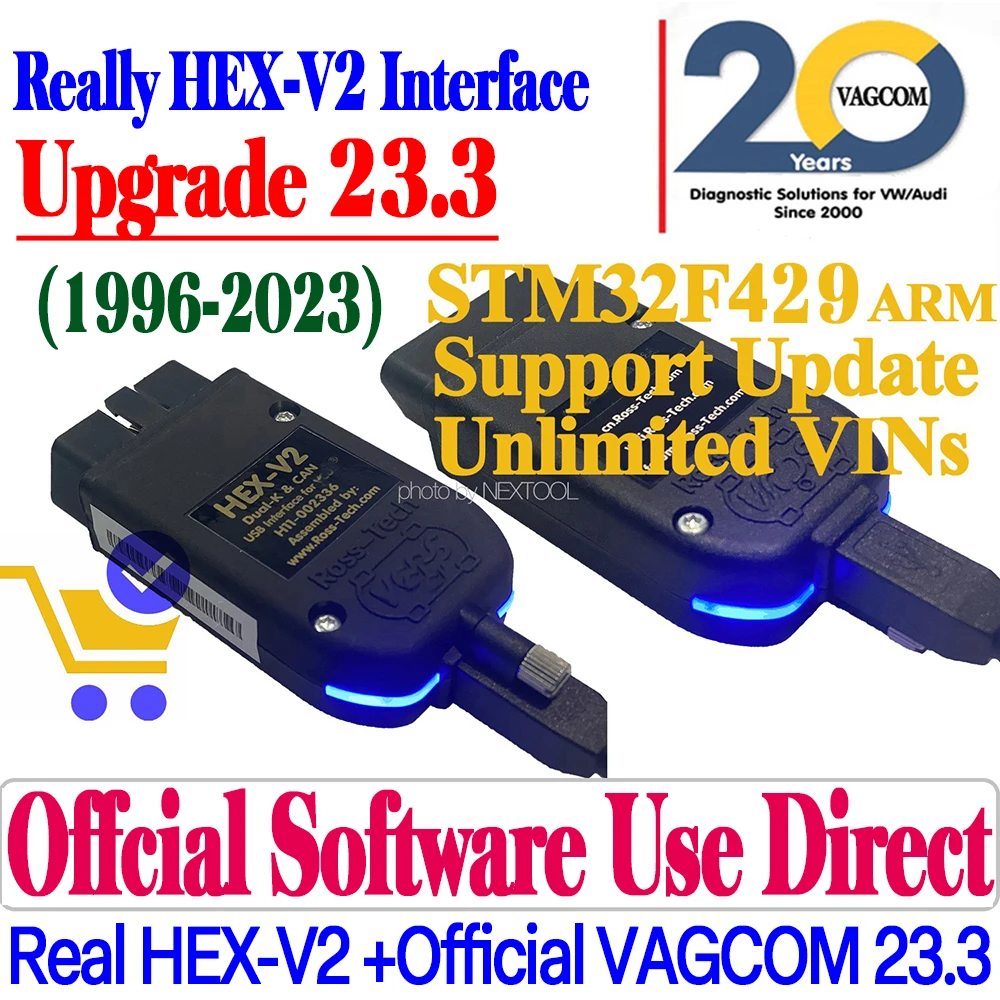 【1996-2022】 Real Hex V2 Vagcom Hardware Usb Interface For Vag Com 22.9 Hex V2 Diagnostic Coding ...