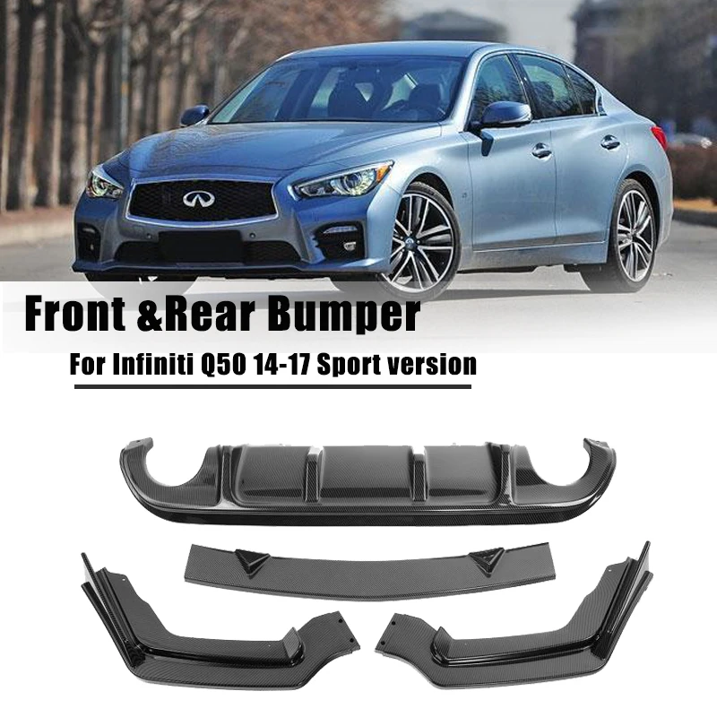 Front Bumper Lip Spoiler Rear Bumper Diffuser For Infiniti Q50 Sport ...