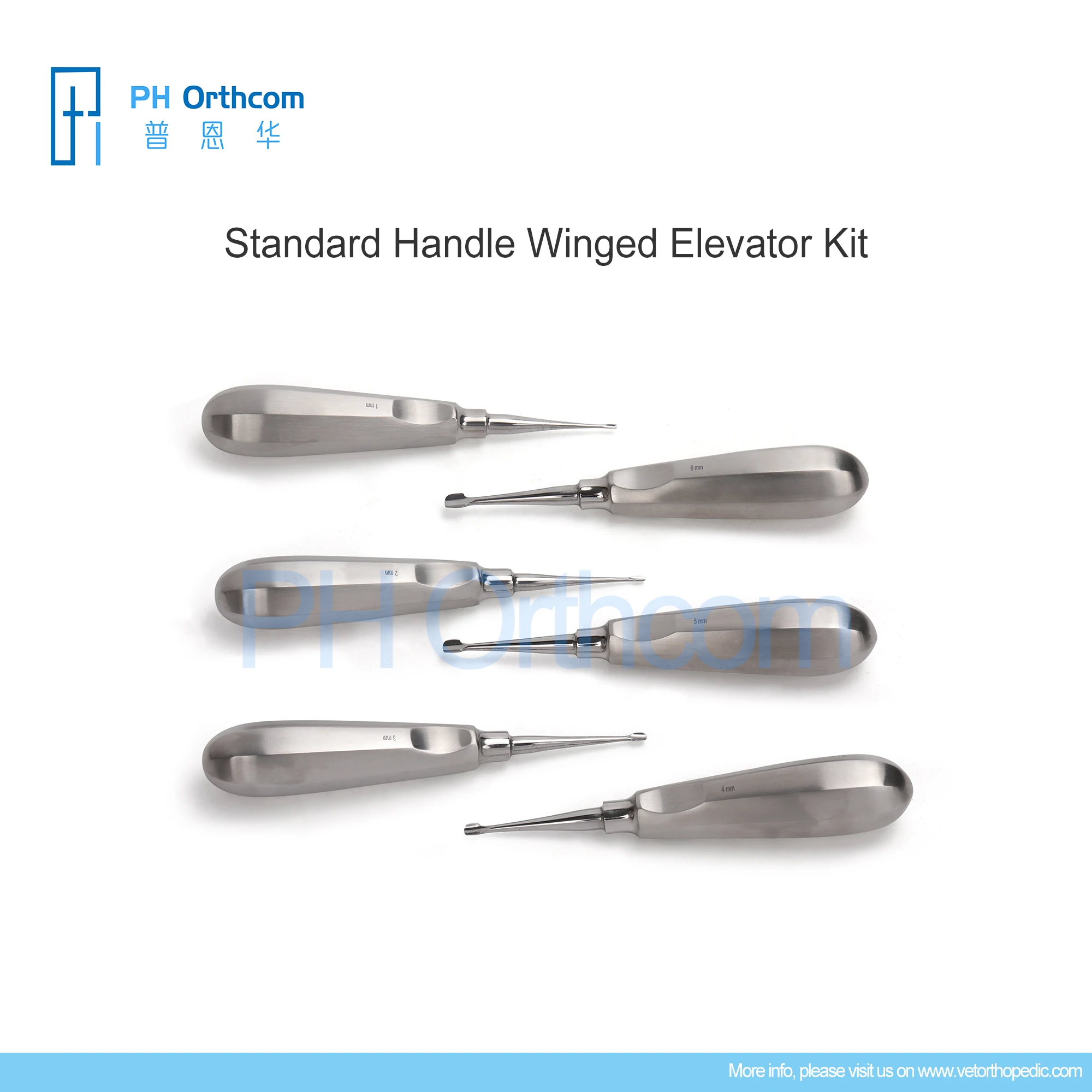 PurrWoof Vet Dental Standard Handle Winged Elevators Kit 6 pcs ...