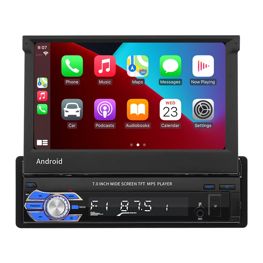 Android-Touch-Screen-1-Din-Car-Stereo-Bluetooth-GPS-Navigation-Flip-Out ...