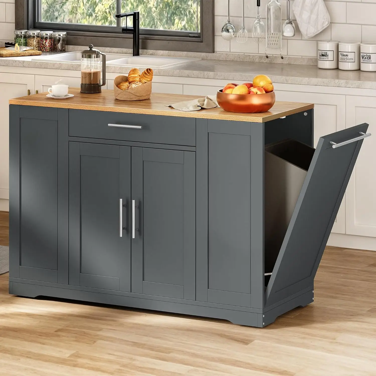 53-inch-Large-Rolling-Kitchen-Island-with-Trash-Can-Storage-Cabinet ...