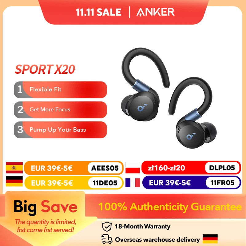Soundcore Anker Sport X20 z EU za $58.93 / ~238zł - LowcyChin.pl