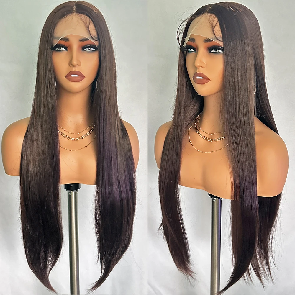 Long-Straight-Synthetic-Lace-Wig-32In-Middle-Part-Wigs-with-Pre-Plucked ...