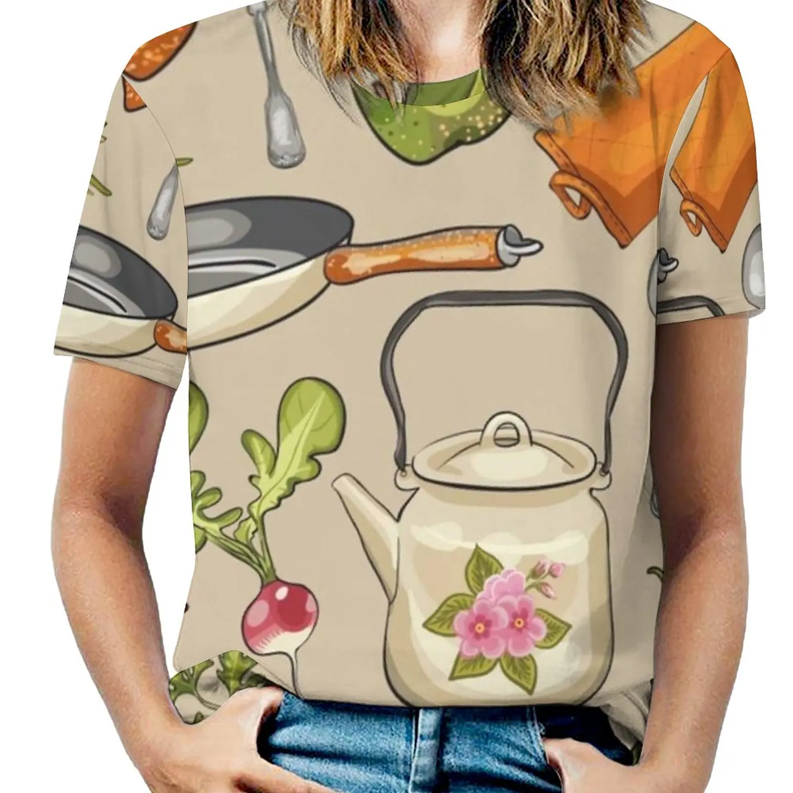 Retro-Kitchen-Woman-S-T-Shirt-Spring-And-Summer-Printed-T-Shirts-Crew ...