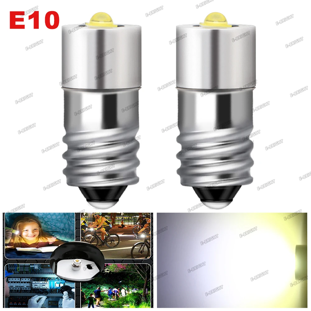 2PCS E10 LED Bulb E10 Flashlight 3W White 3V 6V 6.3V 12V 18V 24V Non ...