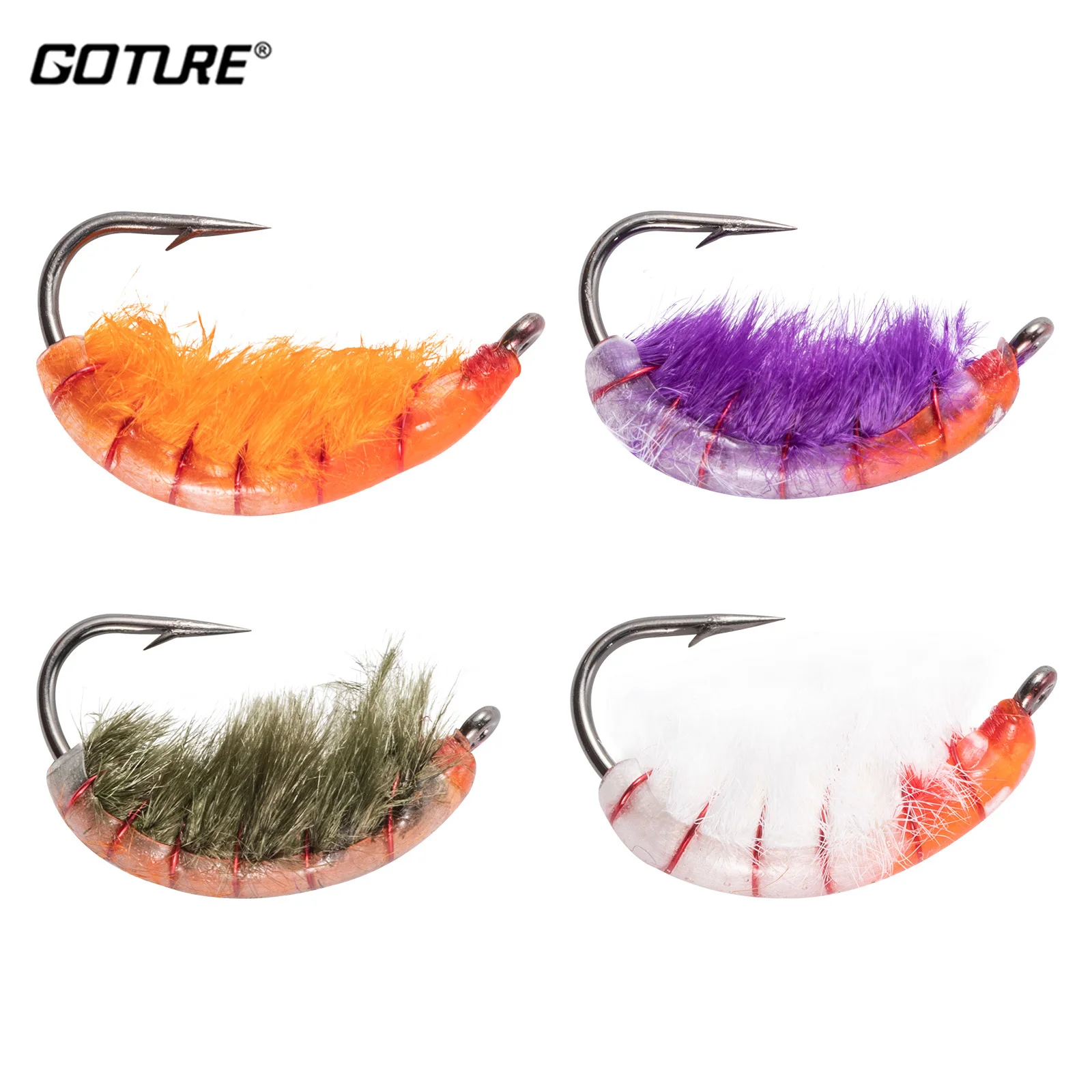 Goture Fly Fishing Lure Flies Insects 4pcs 10# Fast Sinking Czech Nymph ...