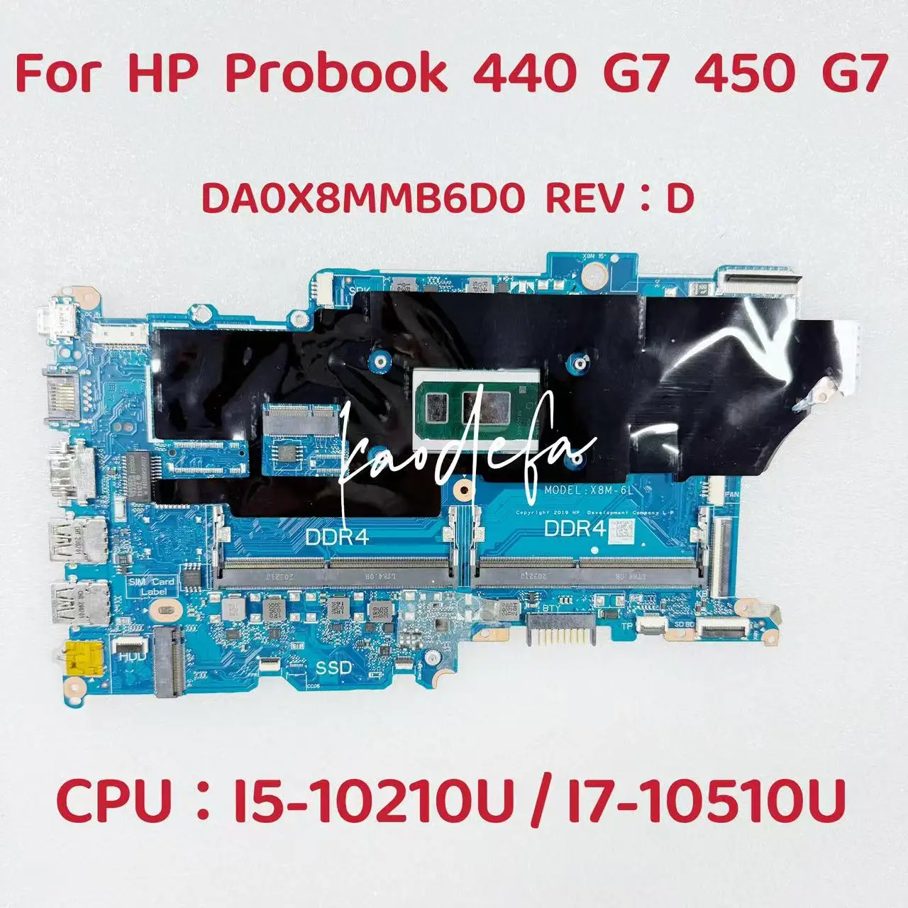 DA0X8MMB6D0 carte mère pour HP ProBook 440 G7 450 G7 carte mère d ...