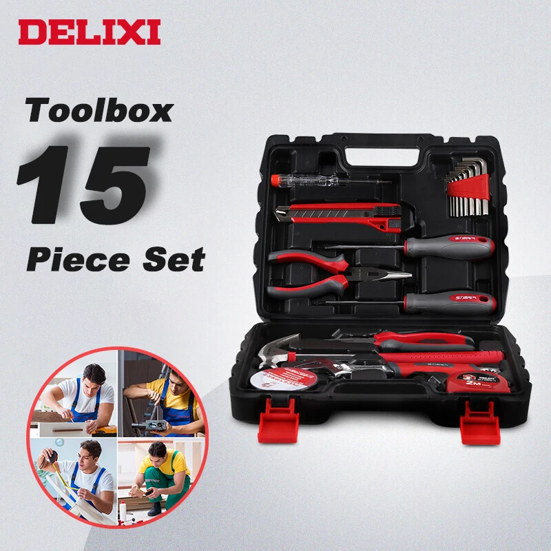 Delixi-15-piece-Household-Tool-Set-Electrician-Woodworking-Multi ...