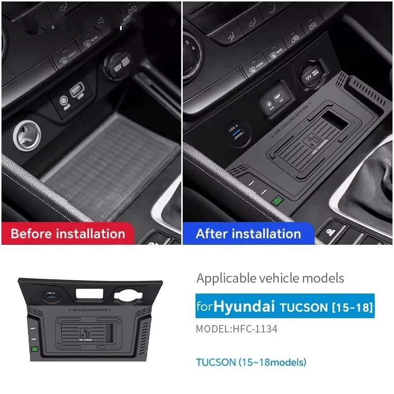Car Wireless Charger for Hyundai Tucson 2015-2022 15w Fast Phone ...