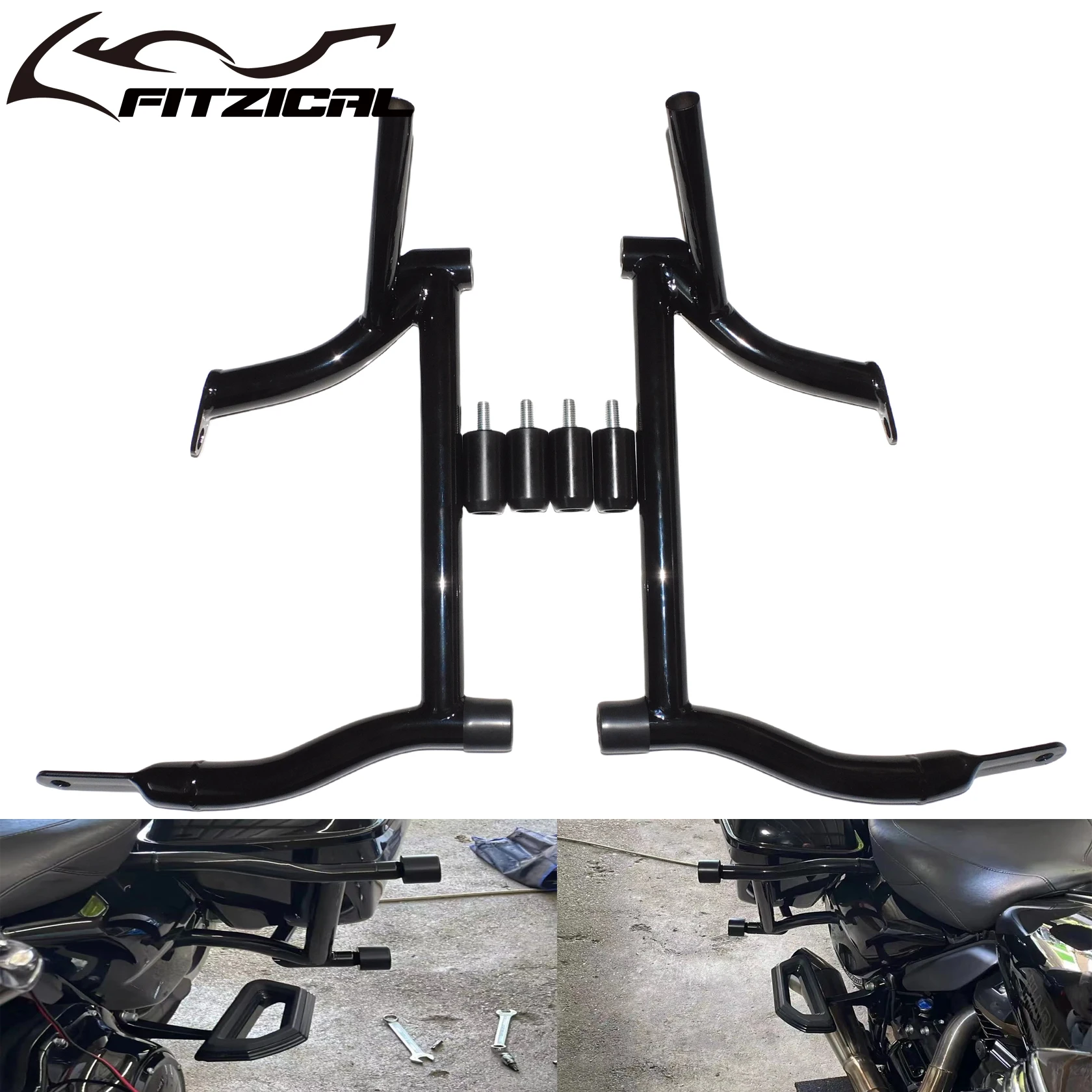 Motorcycle-Steel-Rear-Saddlebag-Guard-Rails-Bag-Guards-For-Harley ...