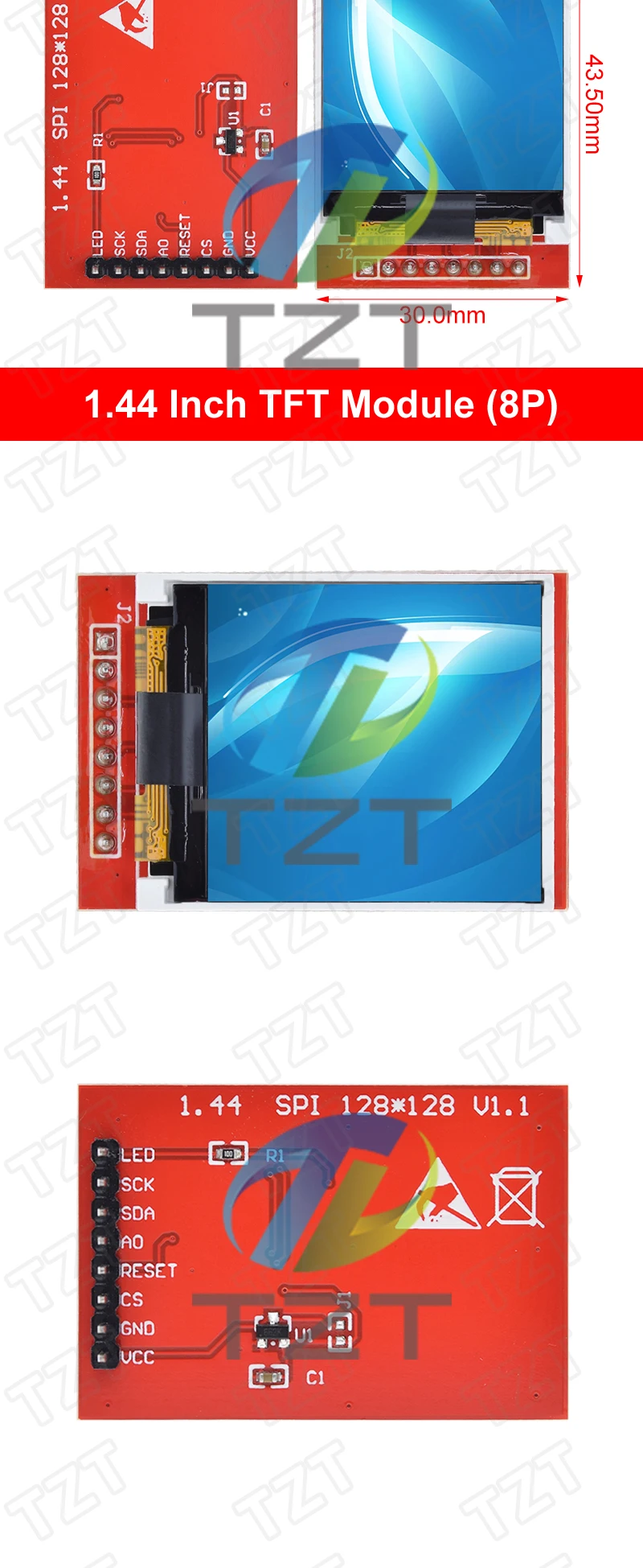 TZT TFT Display 0.96/1.3/1.44/1.8/2.4/2.8/3.5 Inch TFT Full Color ...