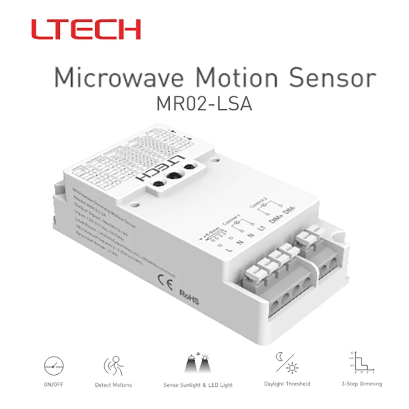 LTECH Microwave Motion Sensor 0-10V Drivers Turn on/off 2-step /3-step ...