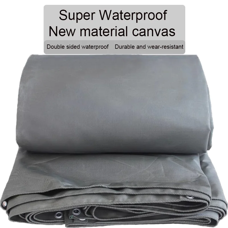 Grey-Canvas-Thickened-Waterproof-Cloth-Sunshade-Covering-Of-Goods-Pool ...