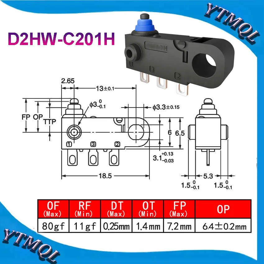 10-100Pcs Waterproof micro switch D2HW-C201H waterproof high travel ...