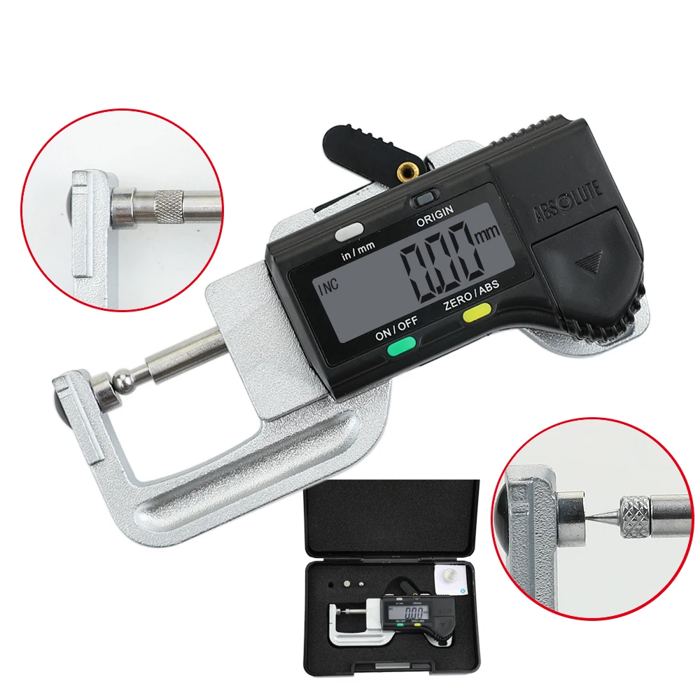 Interchangeable-probe-Digital-Thickness-Gauge-Meter-Tester-Micrometer ...