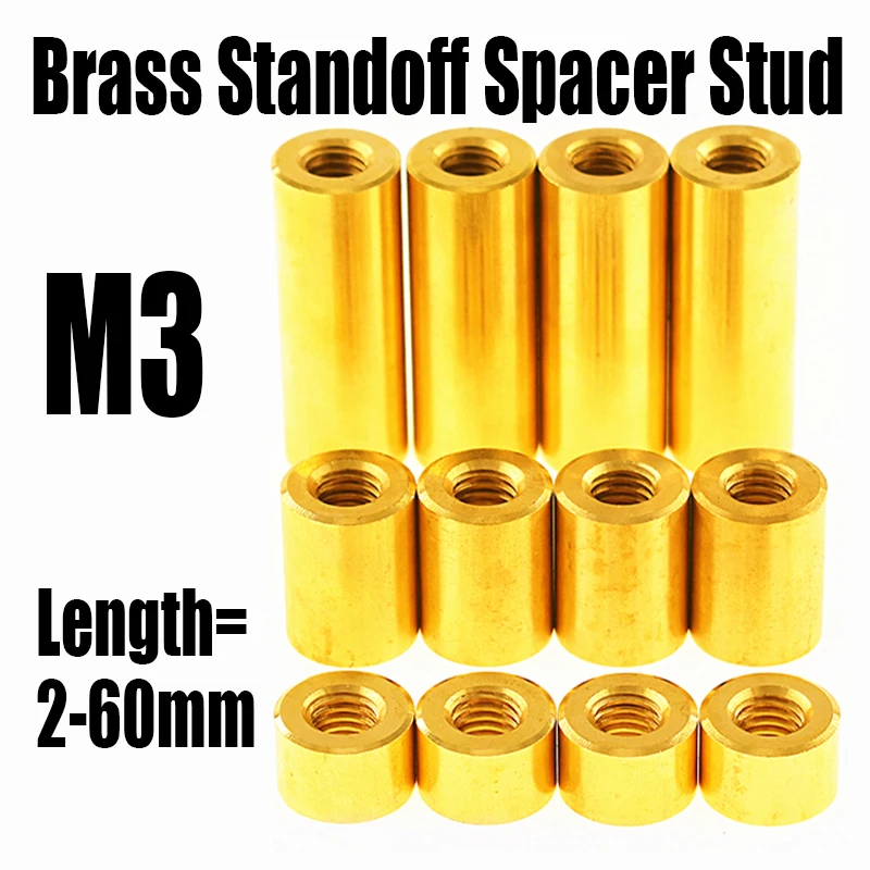 4PCS-M3-L-2-60mm-Round-Brass-Standoff-Spacer-Stud-Extend-Long-Nut ...