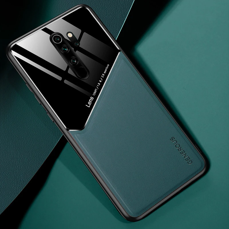 For Redmi Note 8 Pro Case PU Leather & Glossy Back Cover Soft Frame ...