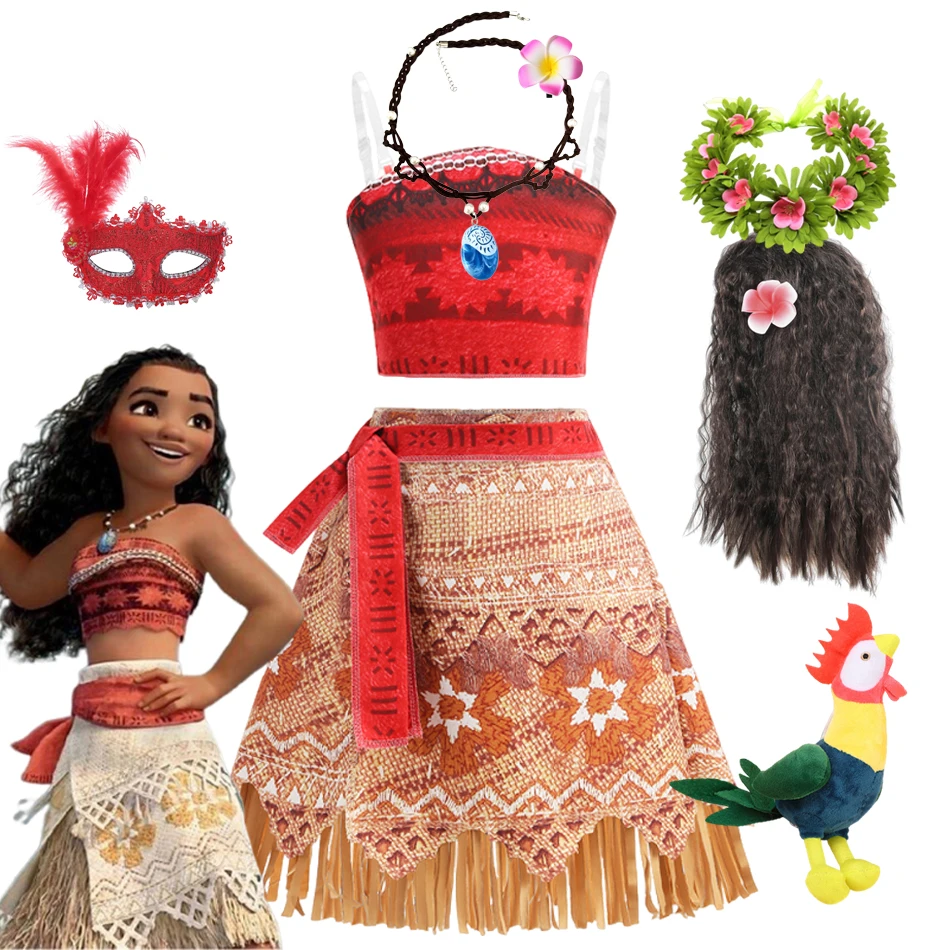 Girls Disney Movie Moana Ocean Adventure Halloween Cosplay Costume Role ...