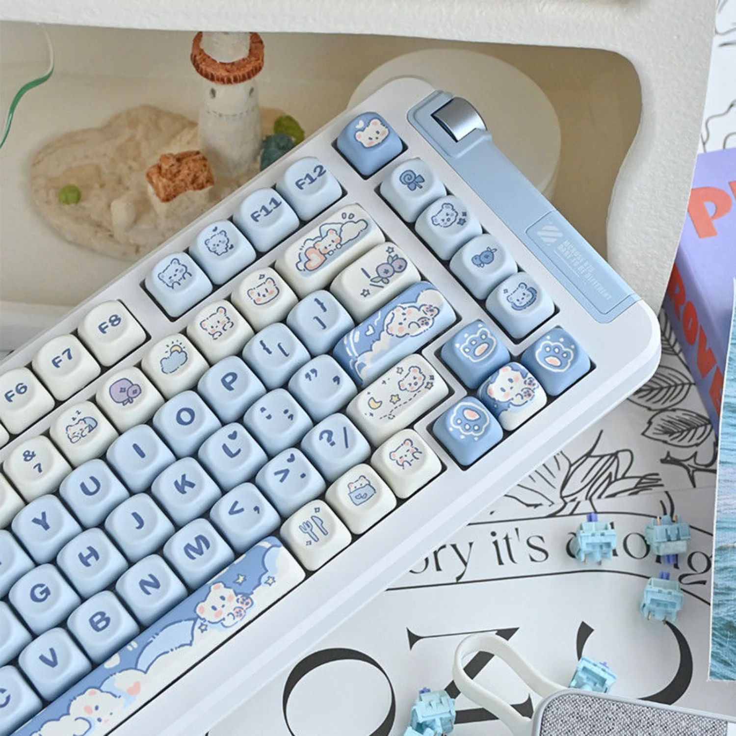 MOA-Cute-Keycaps-PBT-Small-Full-Set-132-Keys-Ice-Cream-Bear-for-60-64 ...
