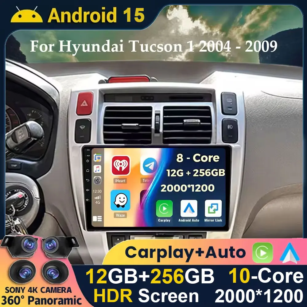 Android 15 360 Camera Car Radio For Hyundai Tucson 2004 2005 2006 2007 ...
