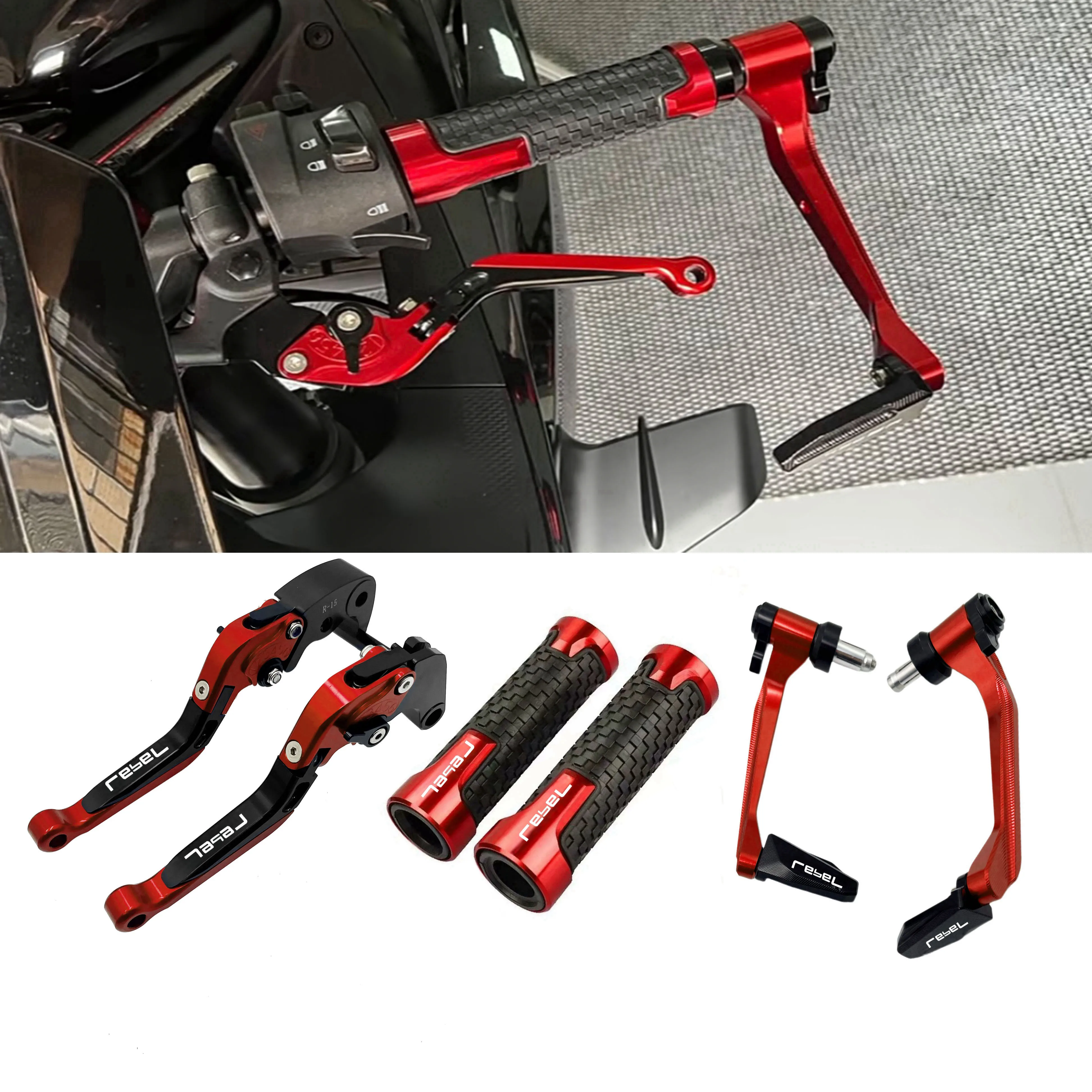 Motorcycle Adjustable Brake Clutch Lever Foldable Handle Hand Grips Set ...