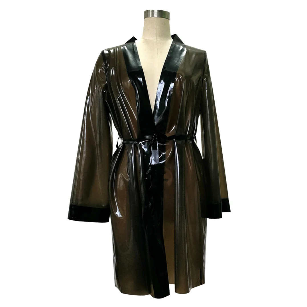Sexy-Latex-Gummi-Robe-Women-Men-Transparent-Black-Rubber-Nightgown ...