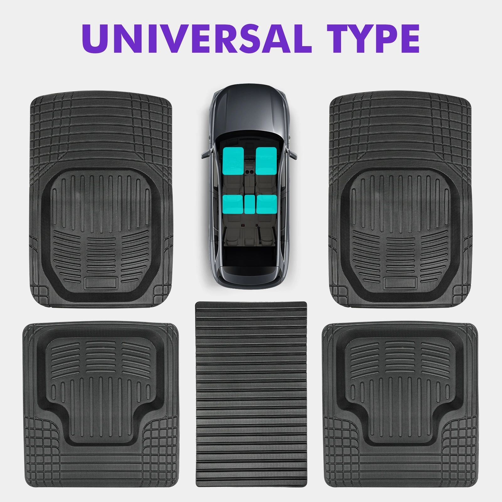 5pcs Universal Auto Car Floor Mats All-Weather TPE Foot Mats Pad ...