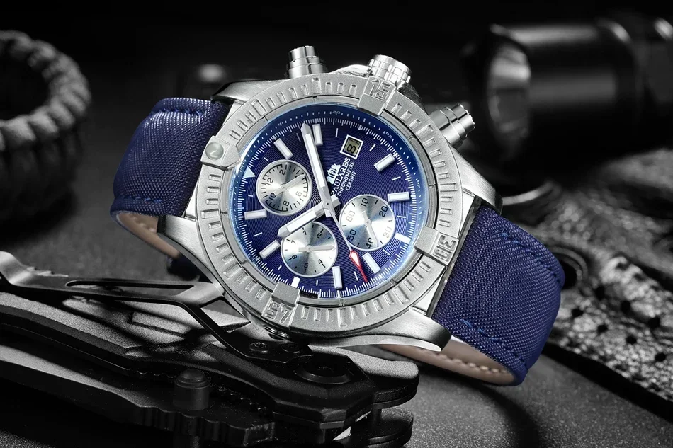 Automatic Mens Watch Mechanical Movement Canvas Leather Strap ...