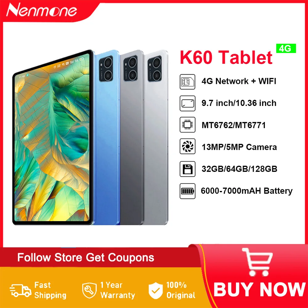 Original Nenmone K60 Pad 4g Tablet Android 11 Octa Core Helio P60 9.7/10.36-inch 2000*1200 2k ...