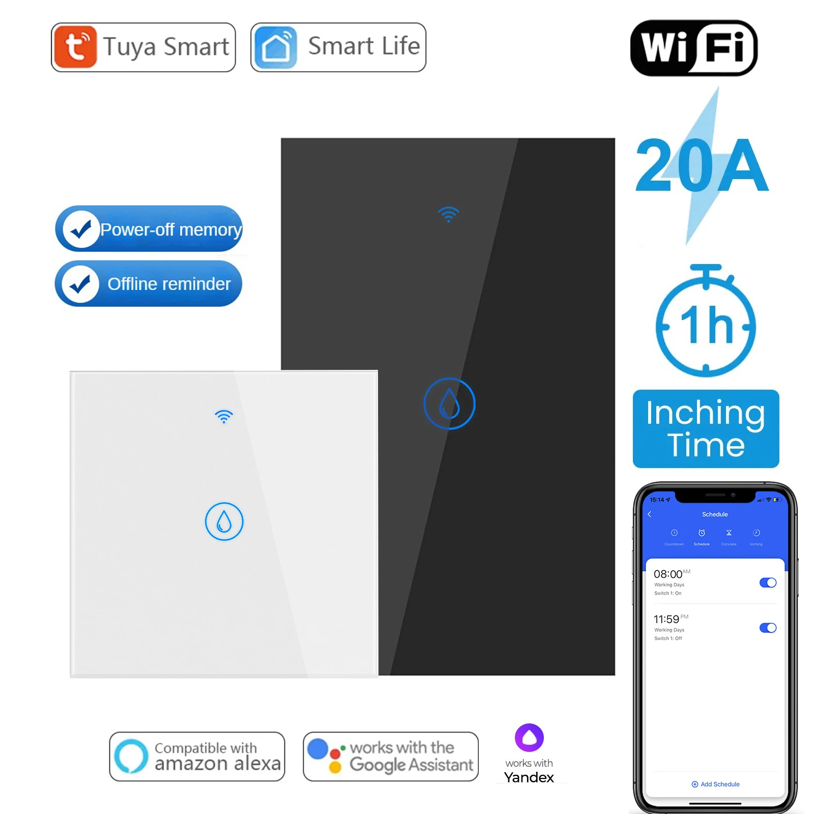 Smart Water Heater Switch Timier Wi-Fi Boiler Touch Screen Switch ...