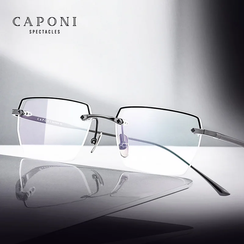 CAPONI-New-Hot-Semi-Rimless-Men-s-Glasses-Frame-Simple-Business-Pure ...