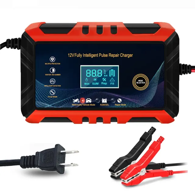 Car Battery Charger 12V Intelligent Pulse Repair LCD Display Car ...