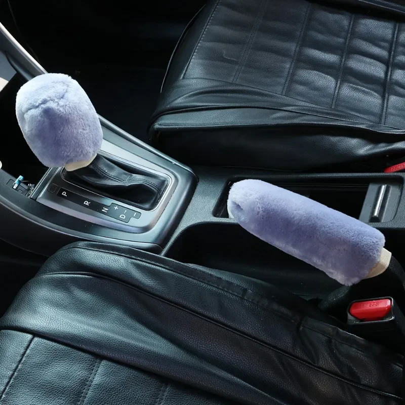 2Pcs-Winter-Soft-Warm-Hand-Brake-Car-Handbrake-Grip-Covers-Gear-Shift ...