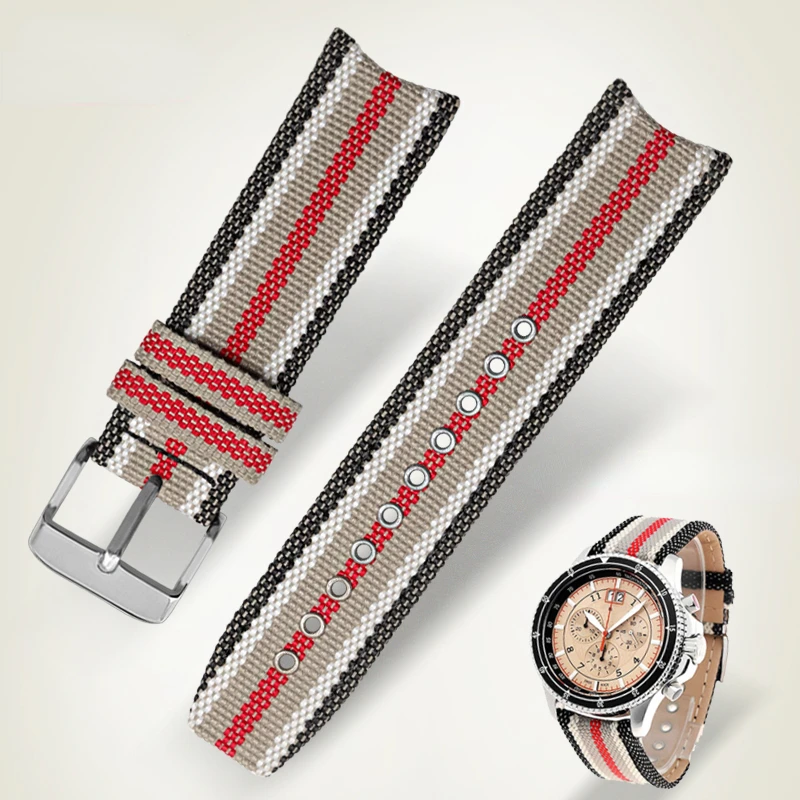 Nylon Watch Strap For Burberry Bu7600 7601 7602 Canvas Men's Leather ...