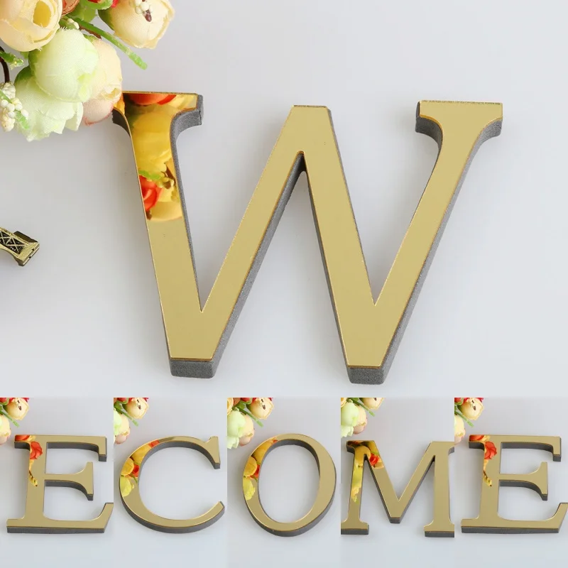 Golden-26-English-Letters-Wall-Stickers-Wall-Art-Alphabet-Self-adhesive ...