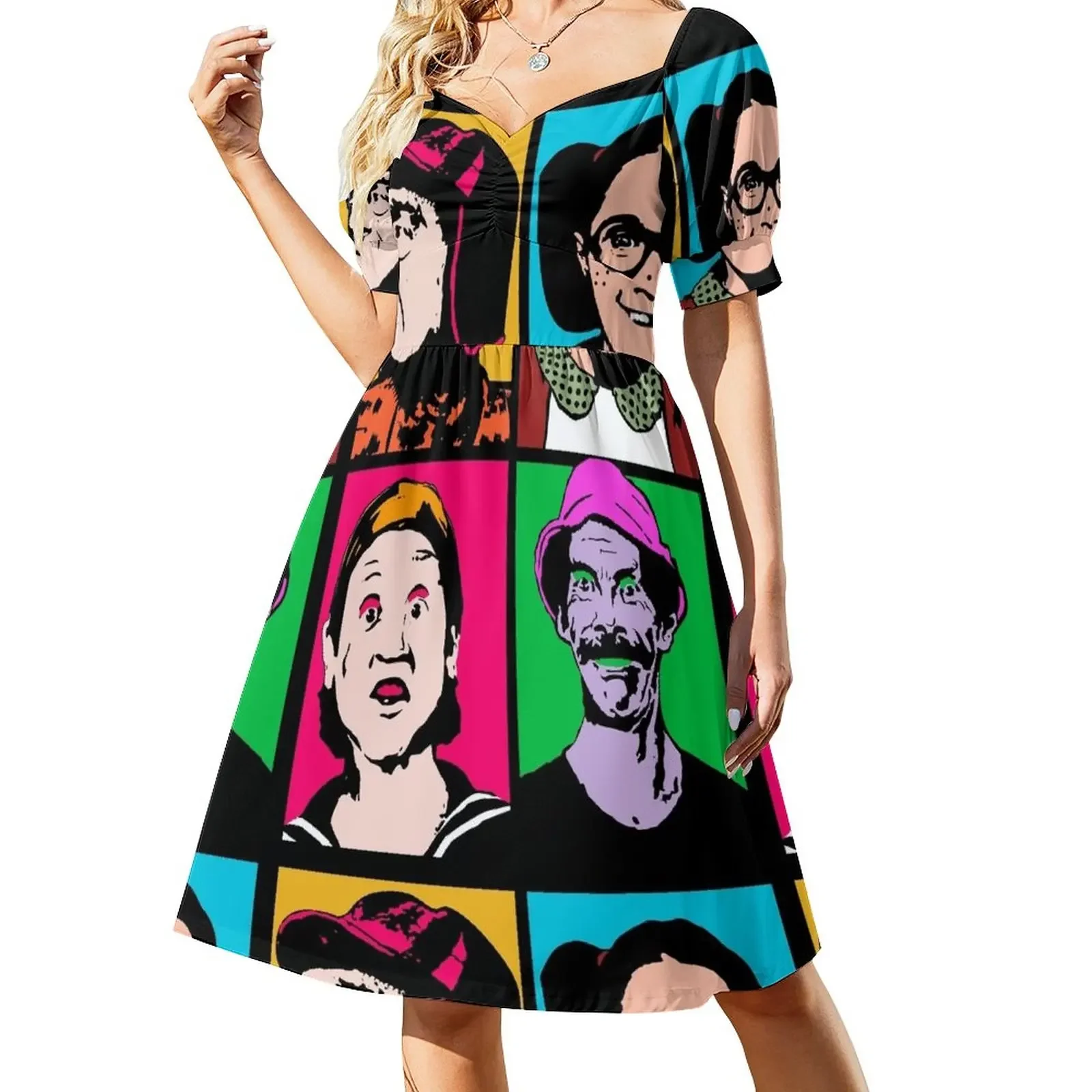 El-Chavo-Don-Ram-n-Chilindrina-y-Quico-Popart-Sleeveless-Dress ...