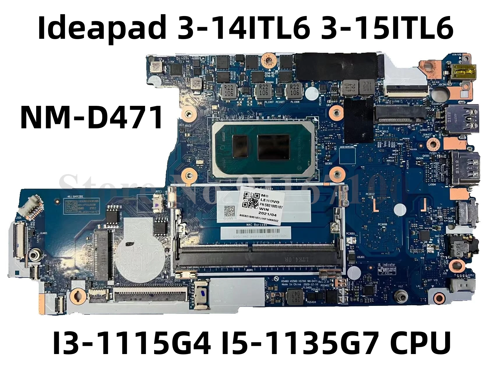 HS460 HS560 HS760 NM D471 For Lenovo Ideapad 3 14ITL6 3 15ITL6 laptop ...