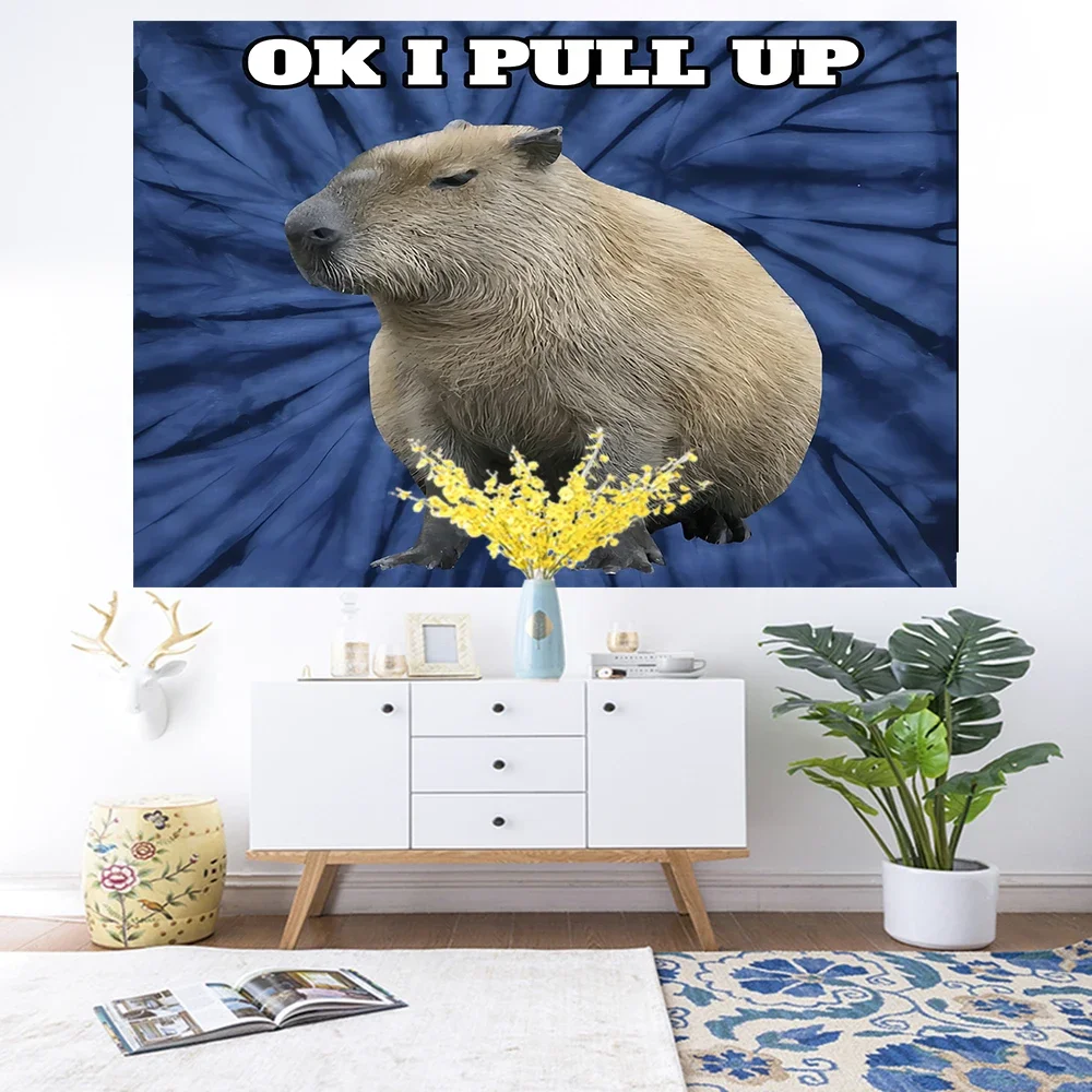 Capybara-Tapestry-Ok-I-Pull-Up-Wall-Hanging-Funny-Meme-College-Room ...