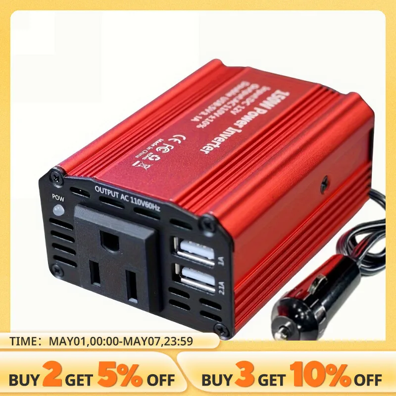 12V-To-110V-150W-Car-Power-Inverter-US-Socket-Solar-Inverter-Dual-USB ...