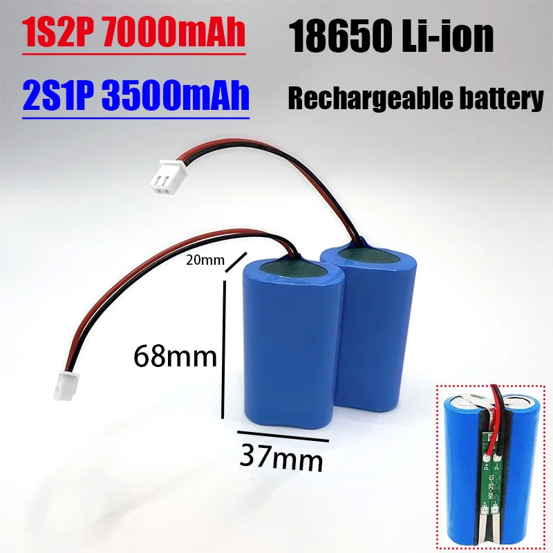 1S2P 3.7V 7000mAh 18650 18650 Lithium-ion Rechargeable Battery Pack ...