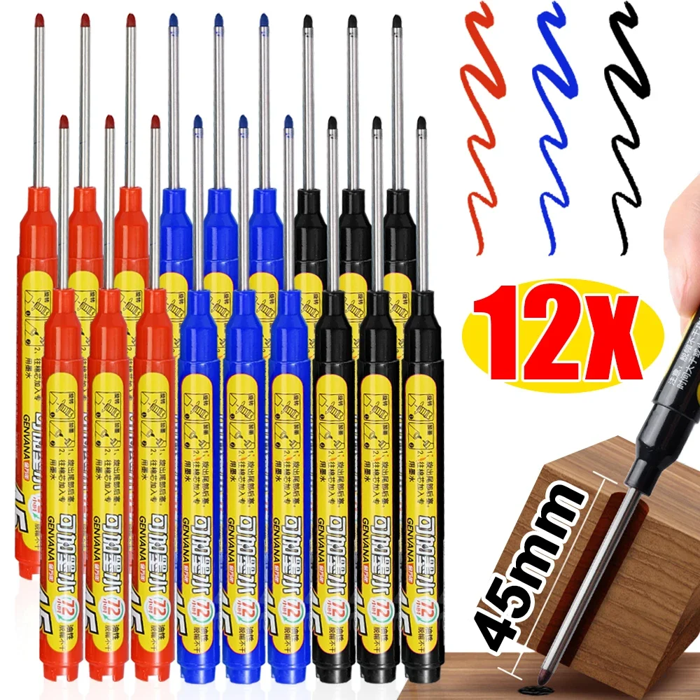 1-12Pcs-Multi-purpose-Deep-Hole-Marker-Pens-Waterproof-45mm-Long-Nib ...