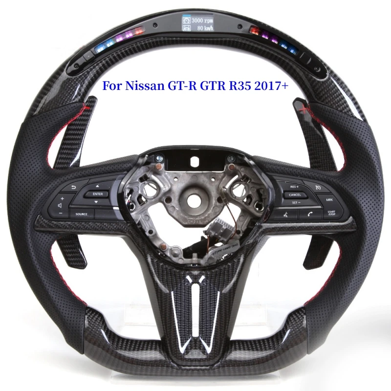 Carbon-Fiber-Perforated-Leather-Steering-Wheel-For-Nissan-GT-R-GTR-R35 ...