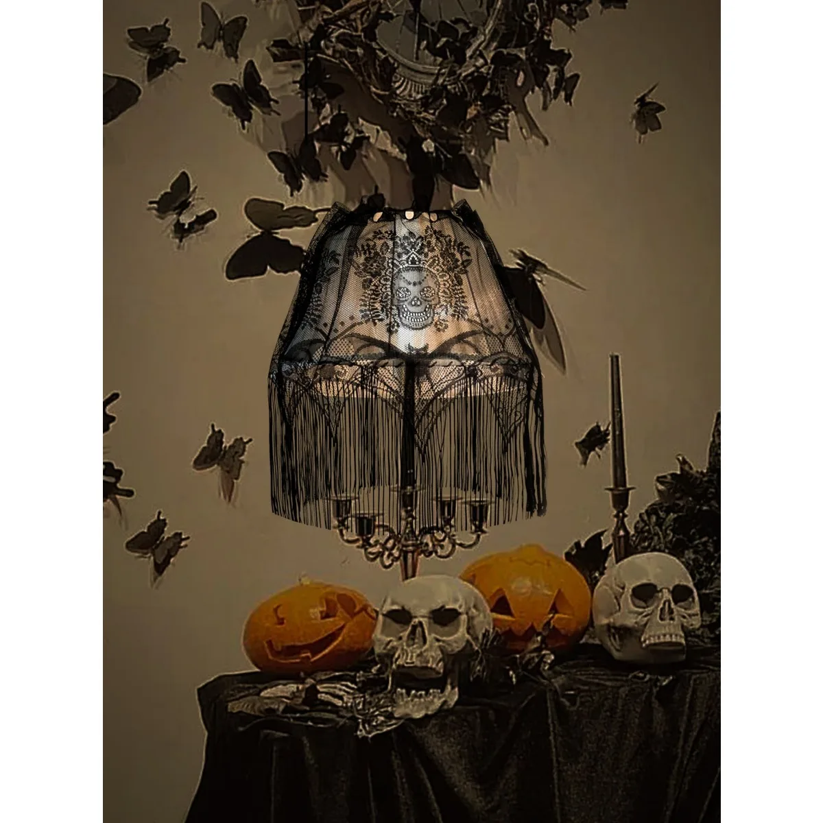 Halloween-Lampshades-Cover-Black-Skull-Halloween-Light-Covers-Tassels ...