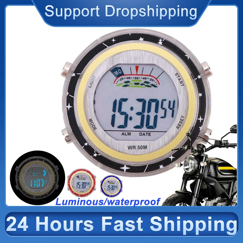 Motorcycle-Clock-Glowing-Dial-Motorcycle-Handlebar-Watch-Stick-On ...