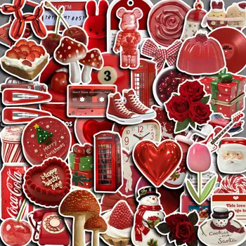 60pcs Retro Red Series Sticker Diy Computer Stickers for Water Bottles ...
