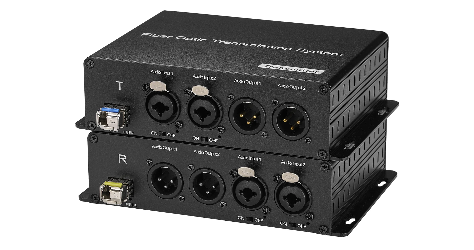 2-Bidirectional-XLR-Audio-over-Fiber-Converter-Extender-Balanced-Audio ...